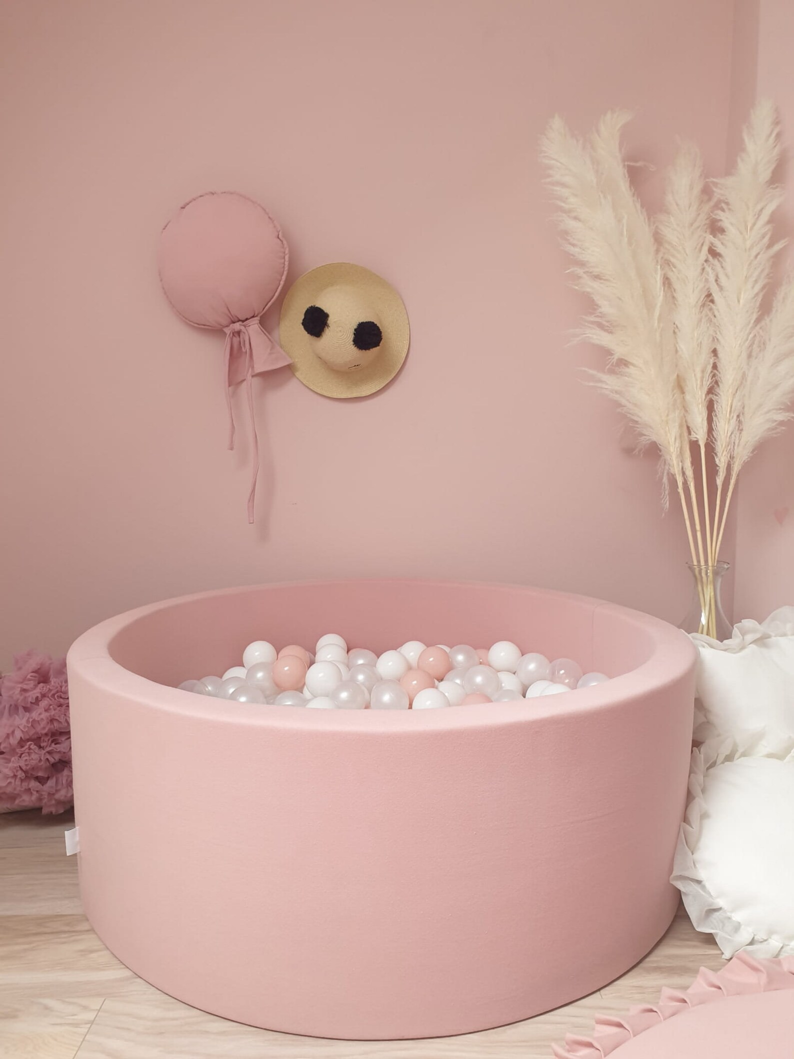 Large Round Ball Pit 300 Balls Included Gray Pink Pit - Etsy