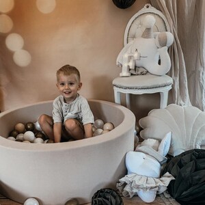 Beige Ball-pit Round +200 Balls Included Baby Foam Round Ball Pit, Ball ...