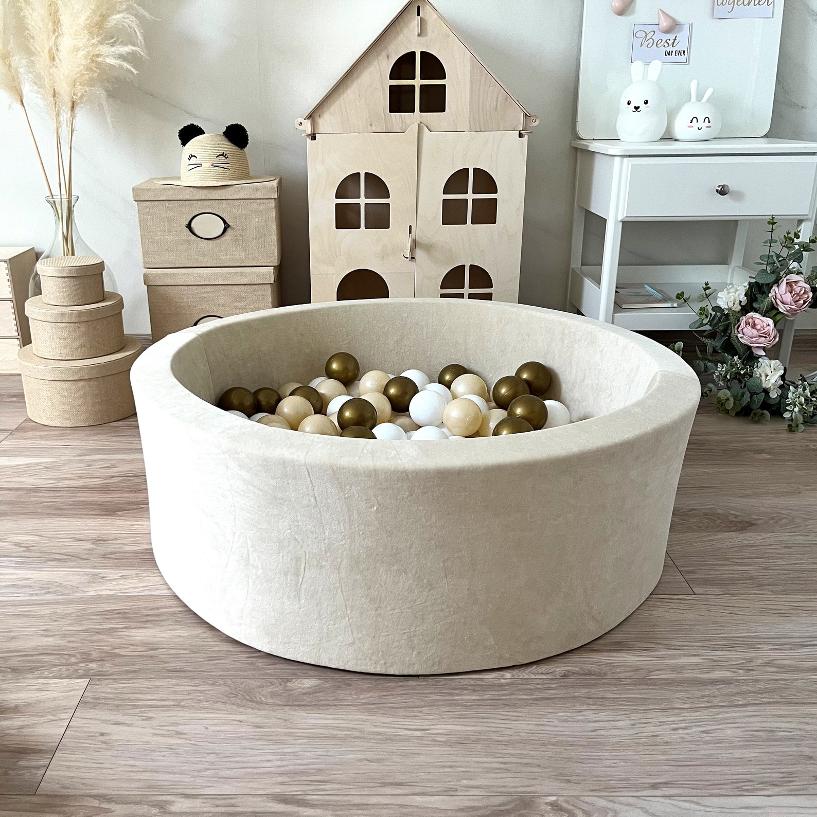 Ball Pit 200 Balls Included Cotton Velvet Ecru, Light Beige, Creme - Etsy