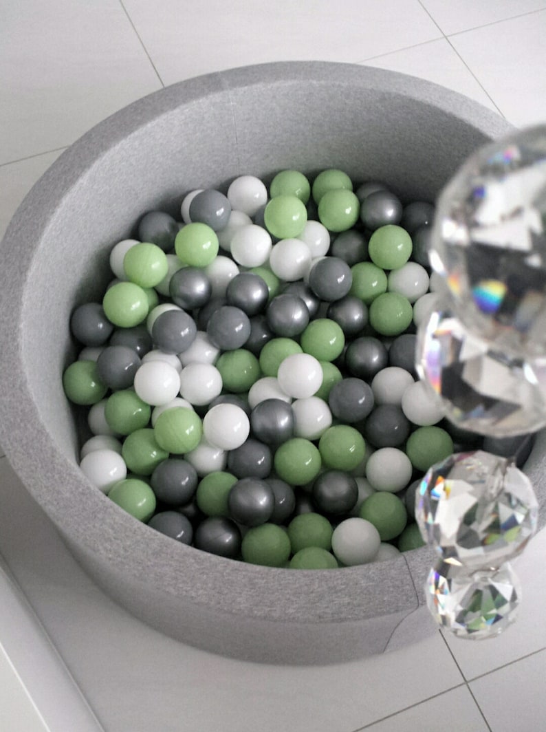Ball-pit Round Light Grey 90x30cm (+200 Balls) Baby Foam Round Ball Pit ...