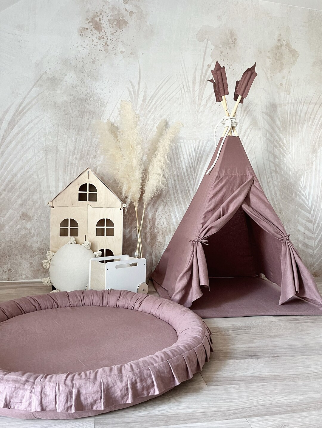 BOHO Natural LINEN Cotton Tipi Teent Teepee for Kids Many Colors Pink ...