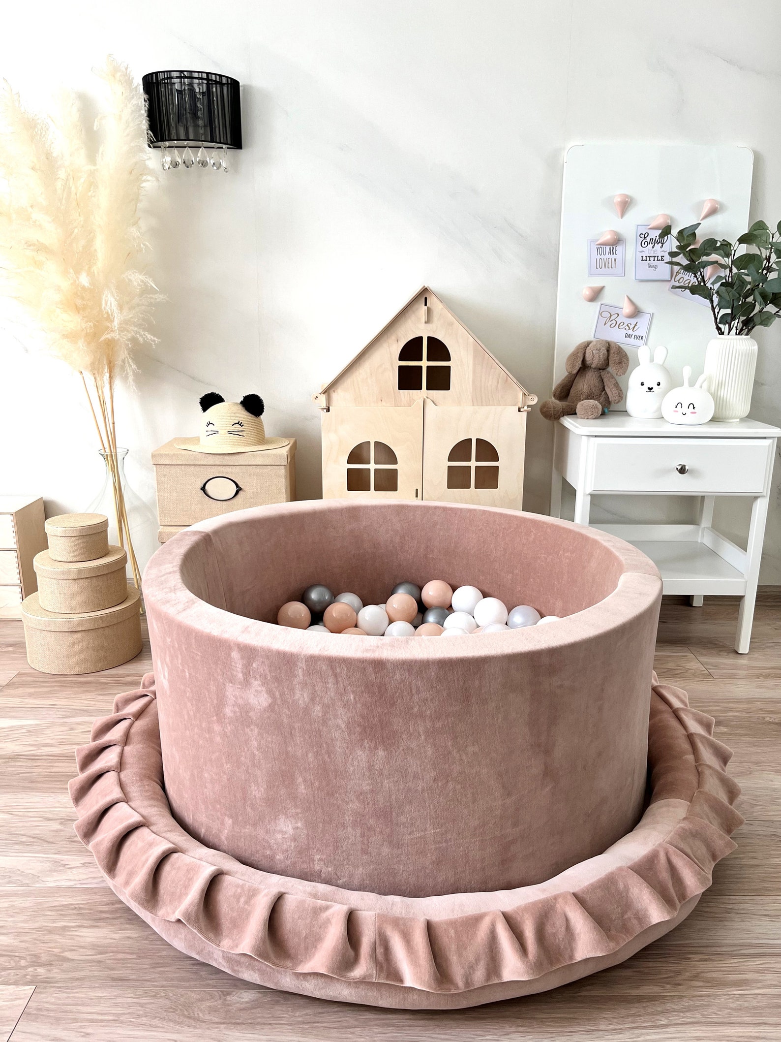 Ball Pit + 200 Balls Included - Cotton Velvet Beige - Etsy