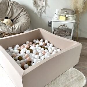 Beige Large Square Ball Pit + 400 Balls Included - Gray, Pit Ball Kids ...