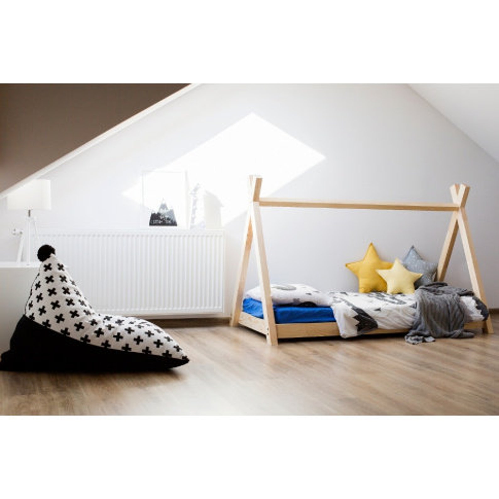 Tipi Kids Bed Scandinavian Wooden Teepee Bed Wood Toddler | Etsy