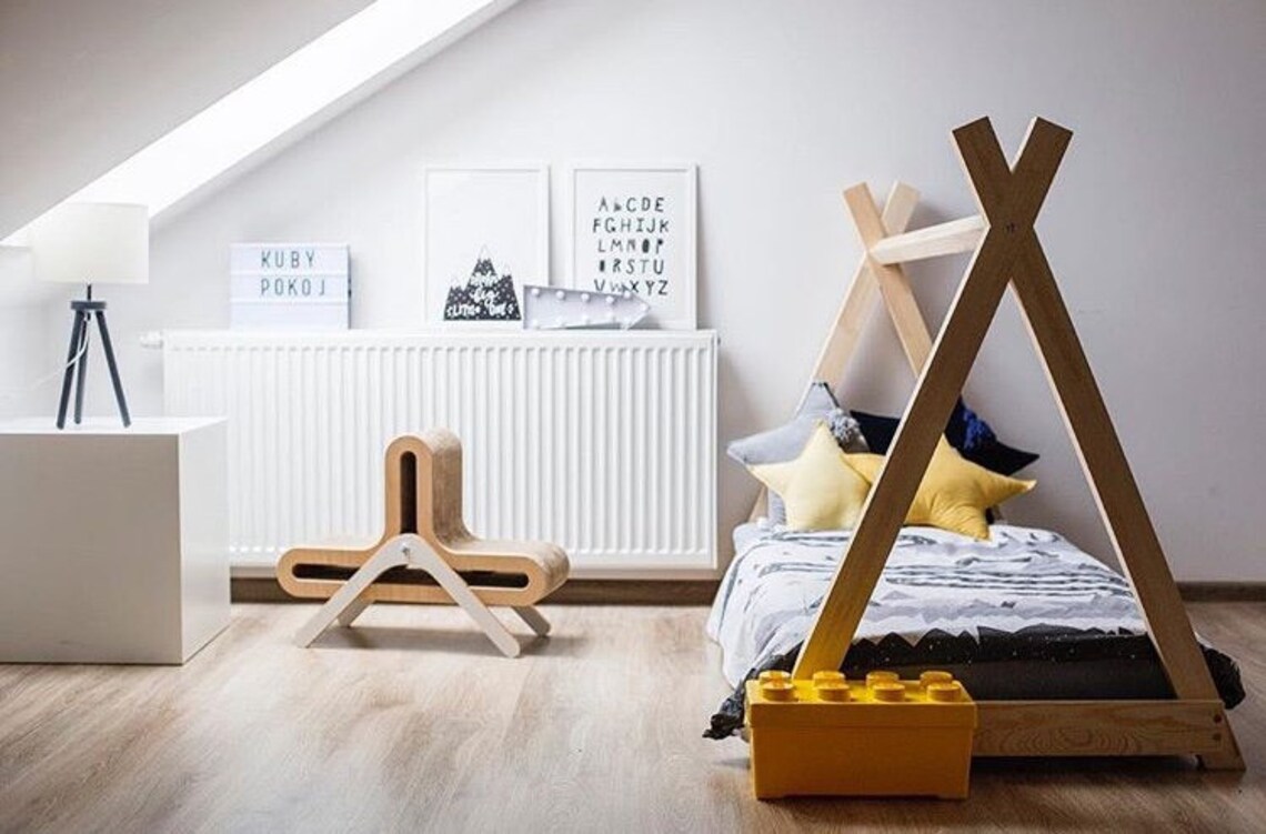 Tipi Kids Bed Scandinavian Wooden Teepee Bed Wood Toddler | Etsy