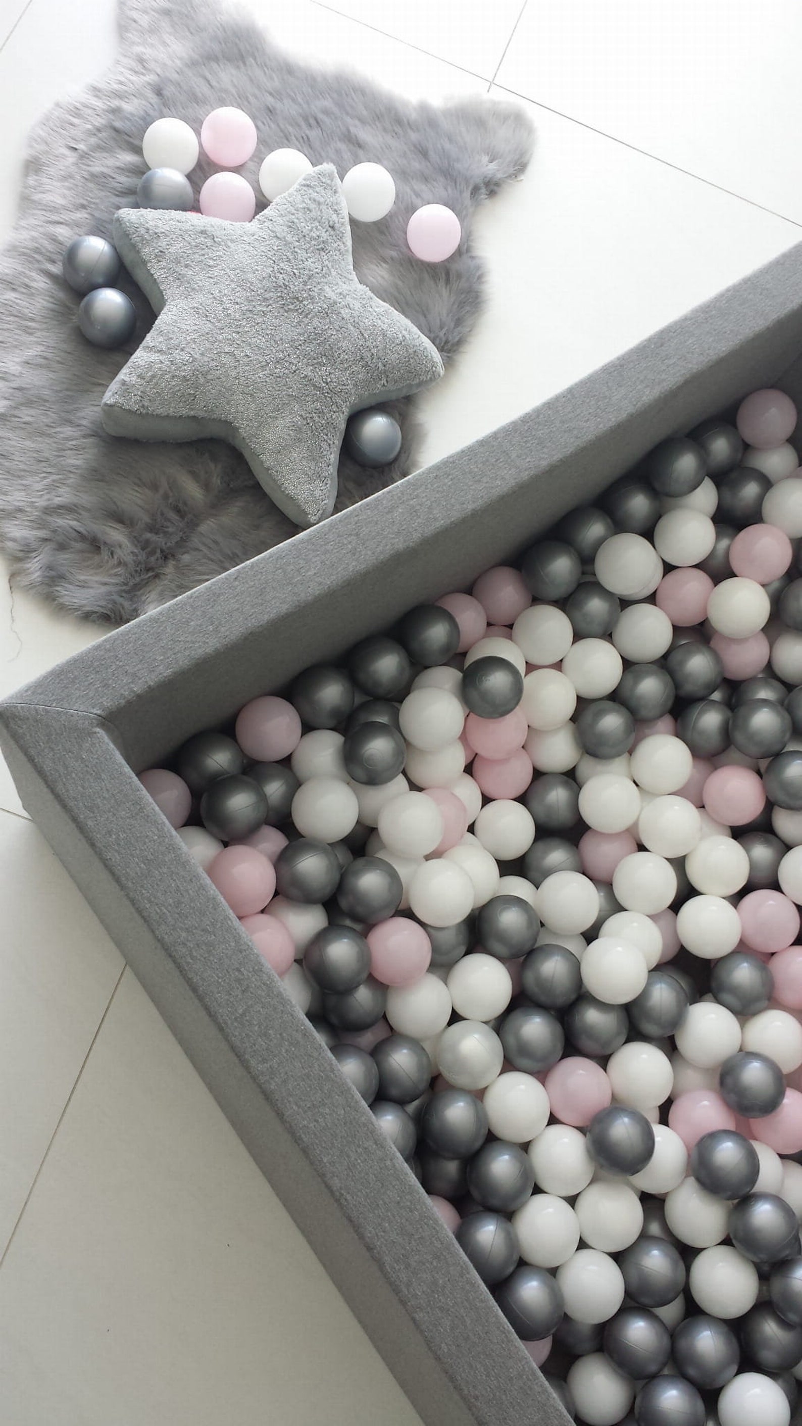 Large Square Ball Pit 400 Balls Included Gray Pit Ball - Etsy