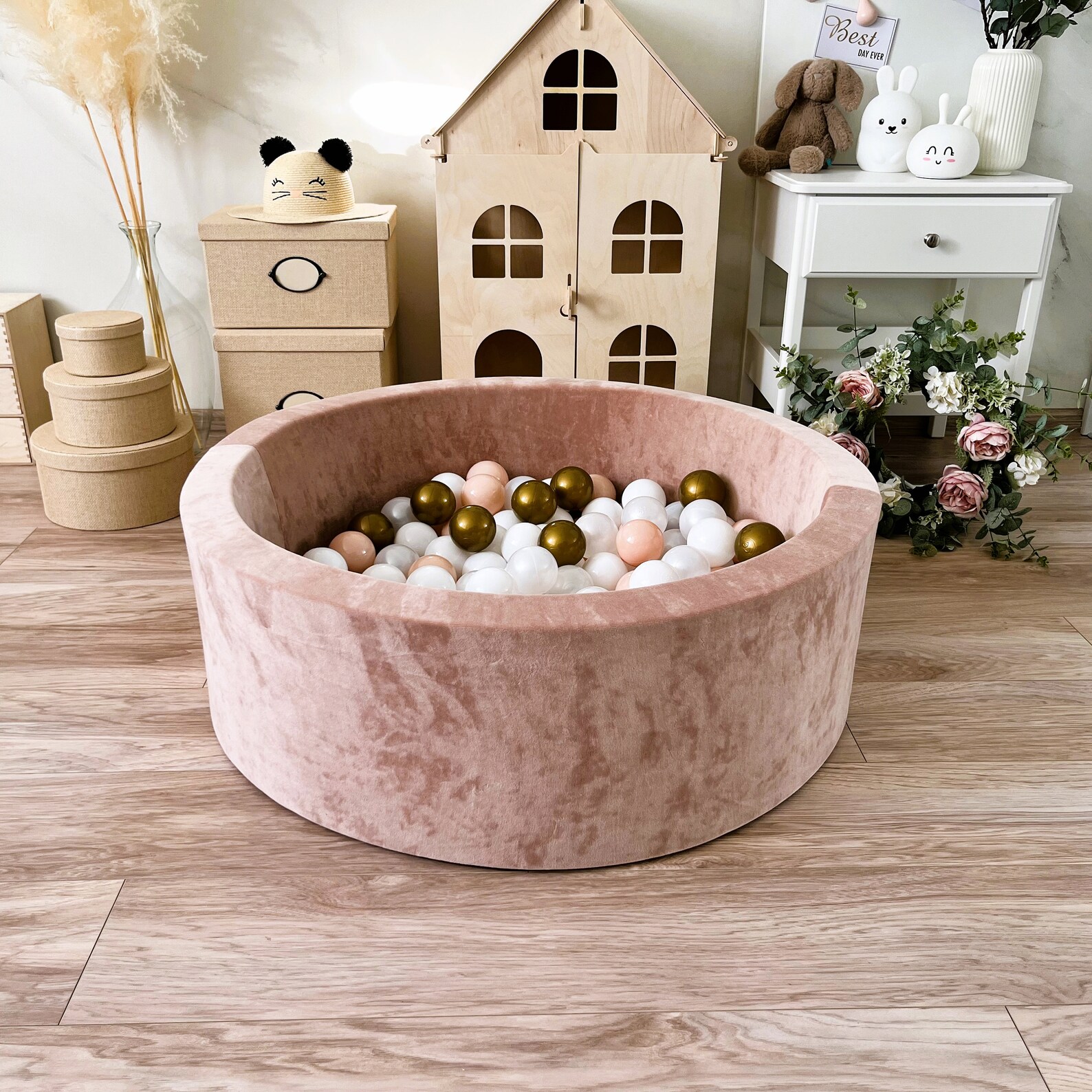 Ball Pit + 200 Balls Included - Cotton Velvet Beige - Etsy