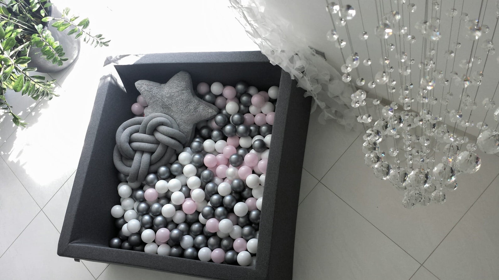 Large Square Ball Pit 400 Balls Included Gray Pit Ball - Etsy