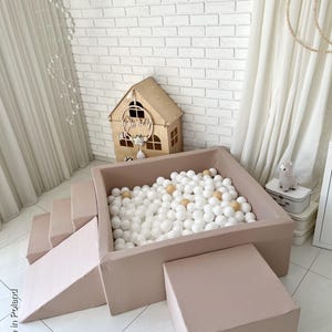 Climbing Foam Play Set With Large Square Ball Pit + 400 Balls Own Color ...