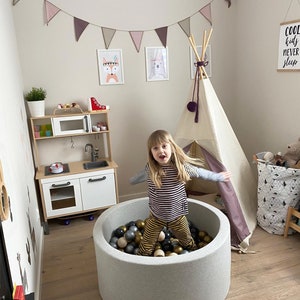 Ball-pit Round +200 Balls Included Baby Foam Round Ball Pit, Ball Pit ...