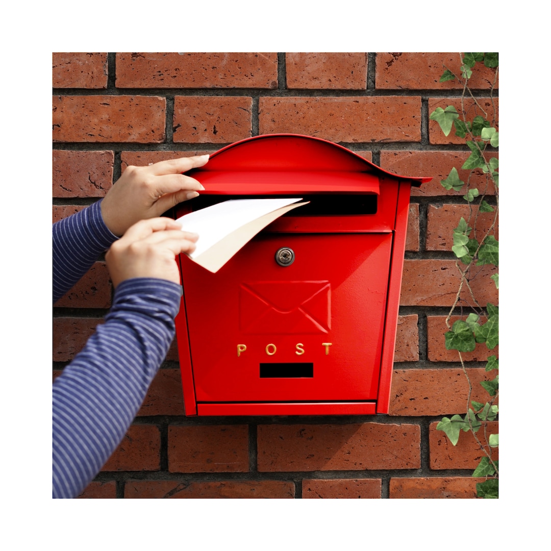 Wall Mounted Post Box Red, Simple Contemporary Design Mailbox With Lock ...