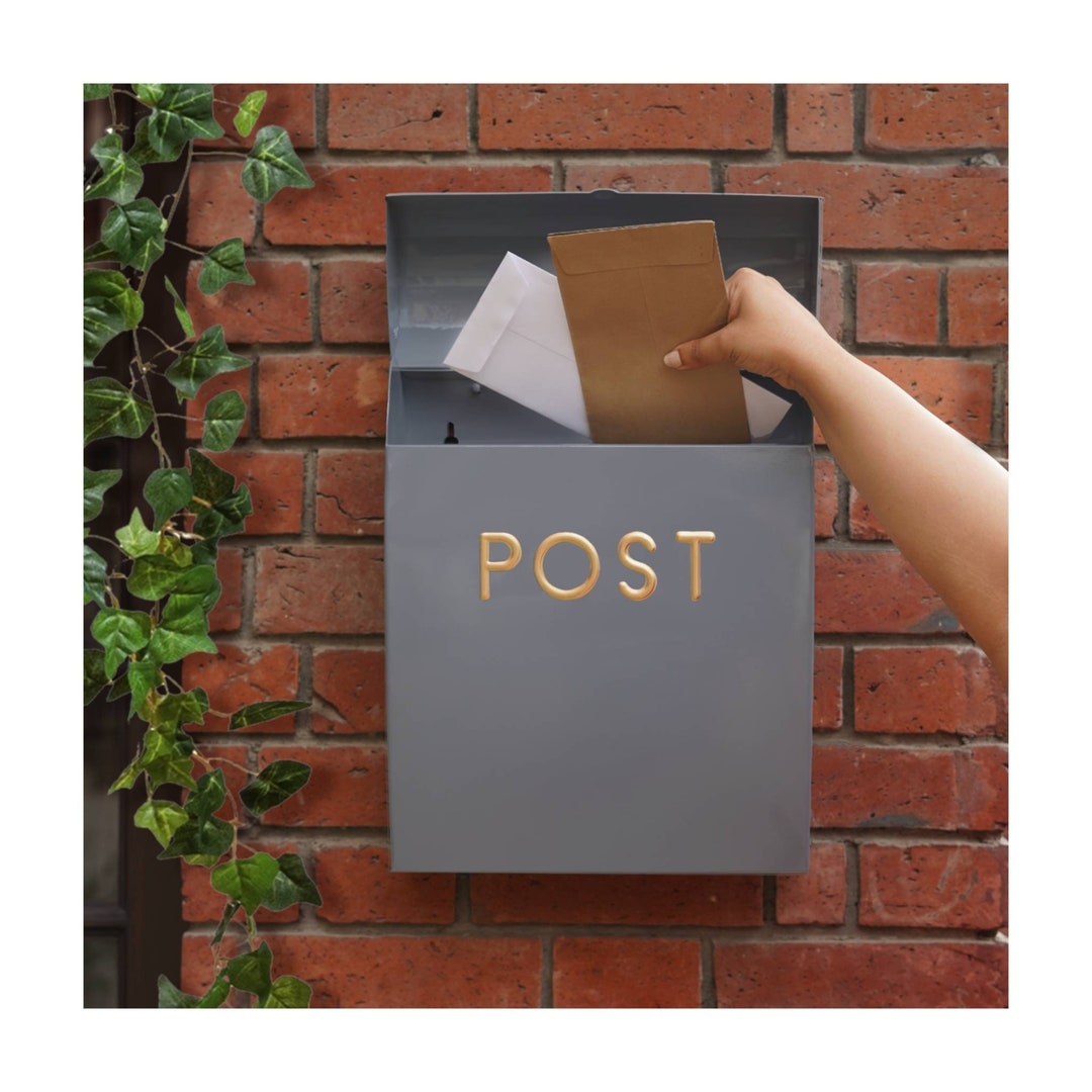 Wall Mounted Post Box Grey, Contemporary Design Small Mailbox, Simple ...