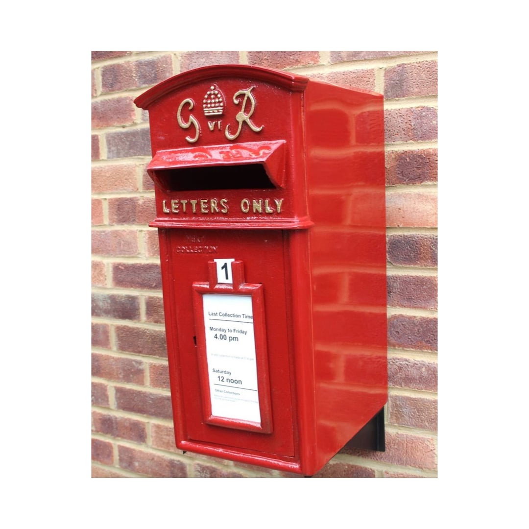 Post Box Royal Mail GR Design, Cast Iron Mailbox Red, Freestanding/wall ...