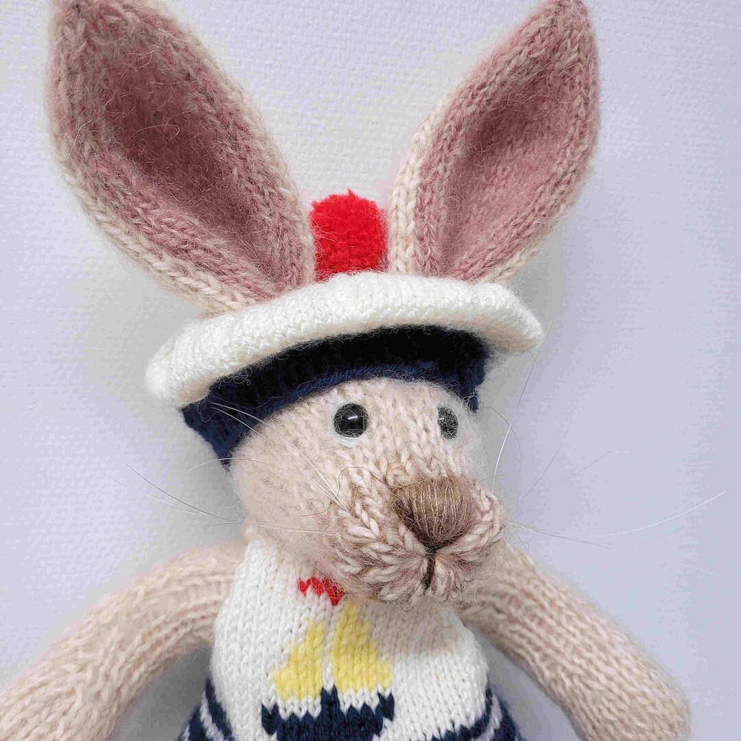 Beige 'sureau' Bunny, Hand-knitted Sailor Outfit, Pattern by Pat ...