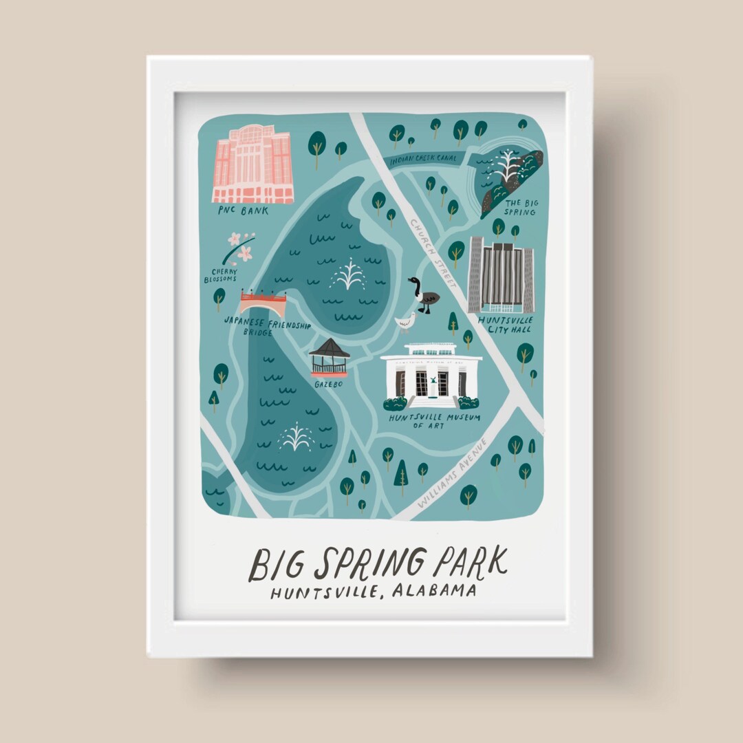 Map of Big Spring Park Illustration Print - Etsy