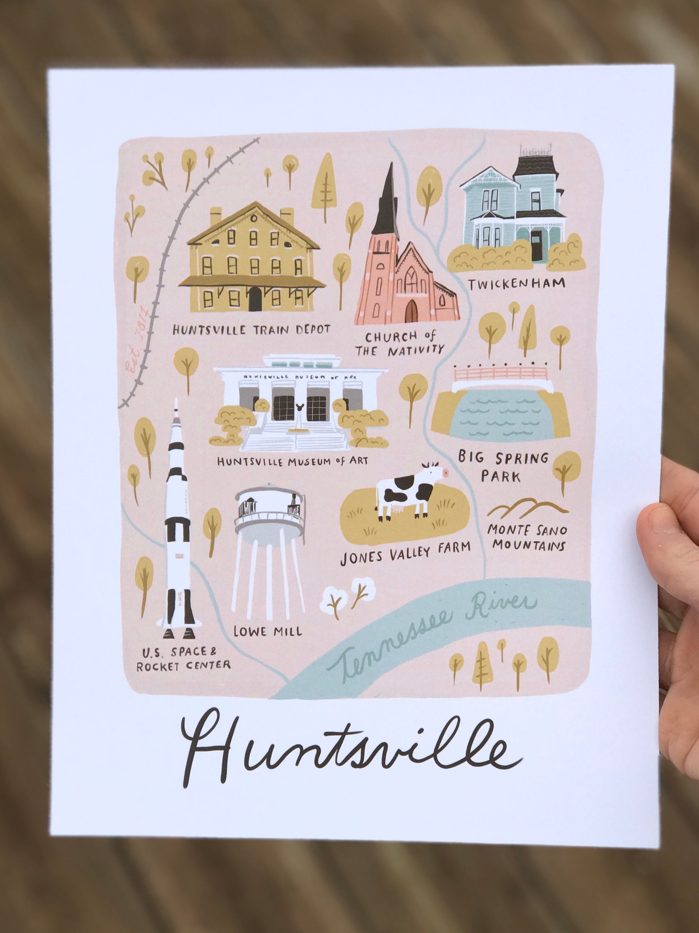 Map of Huntsville, Alabama Print - Etsy