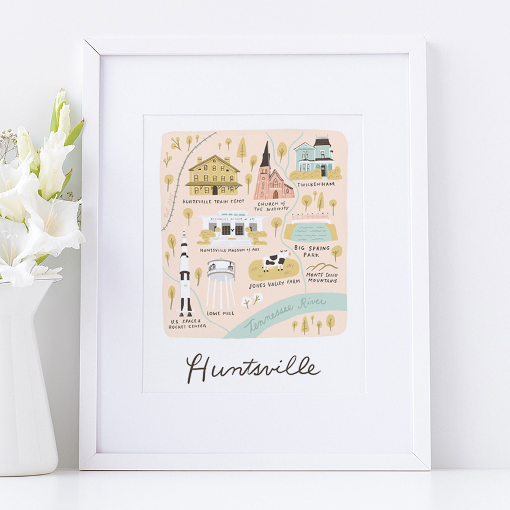 Map of Huntsville, Alabama Print - Etsy
