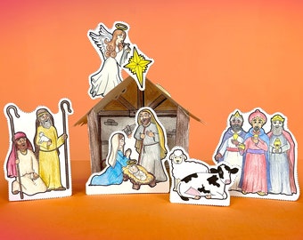 Printable Christmas Nativity Scene Mobile Set Activity Paper Template ...