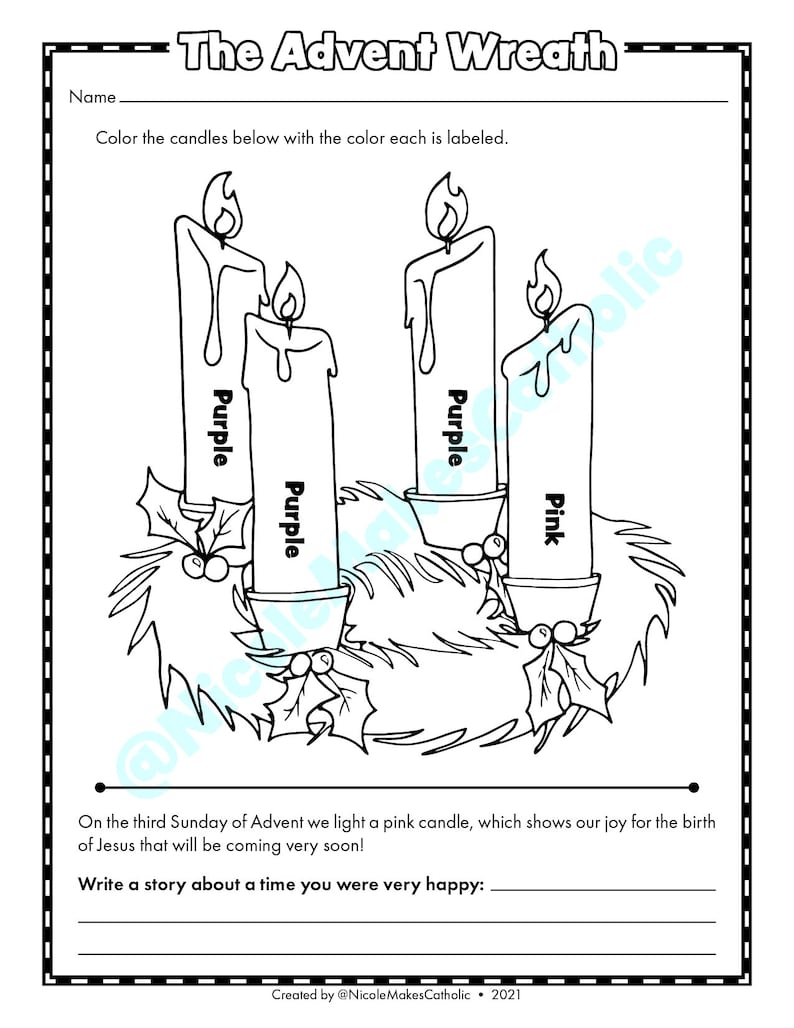 Printable Advent Wreath Worksheet | Digital Download - Etsy