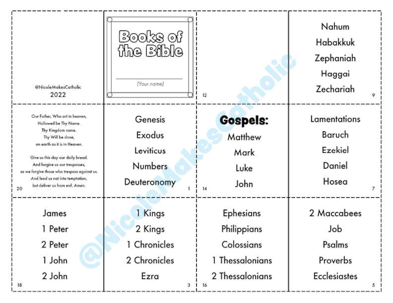 Printable Catholic Books of the Bible Mini Booklet | Digital Download ...