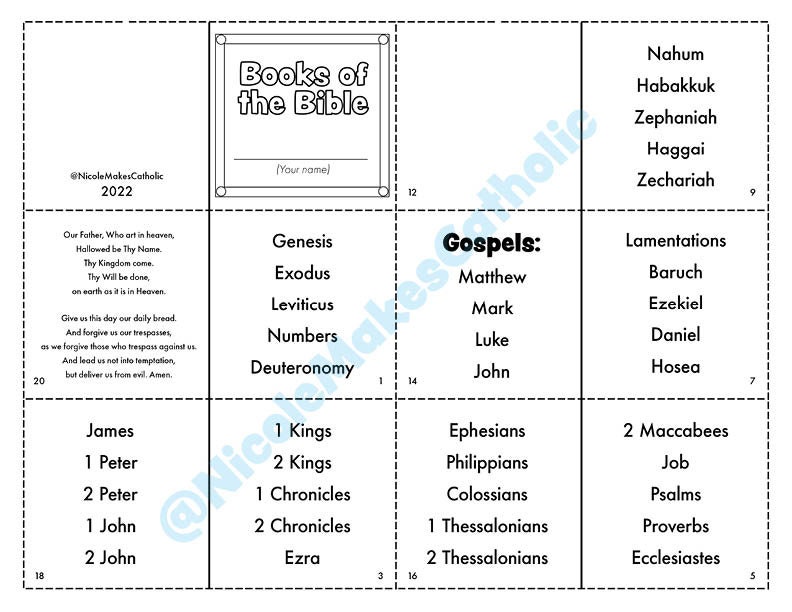 Printable Catholic Books of the Bible Mini Booklet | Digital Download ...