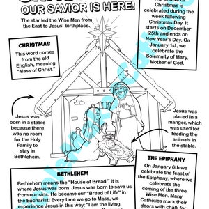 Printable Catholic Christmas Full Color Fact Worksheet | Digital ...
