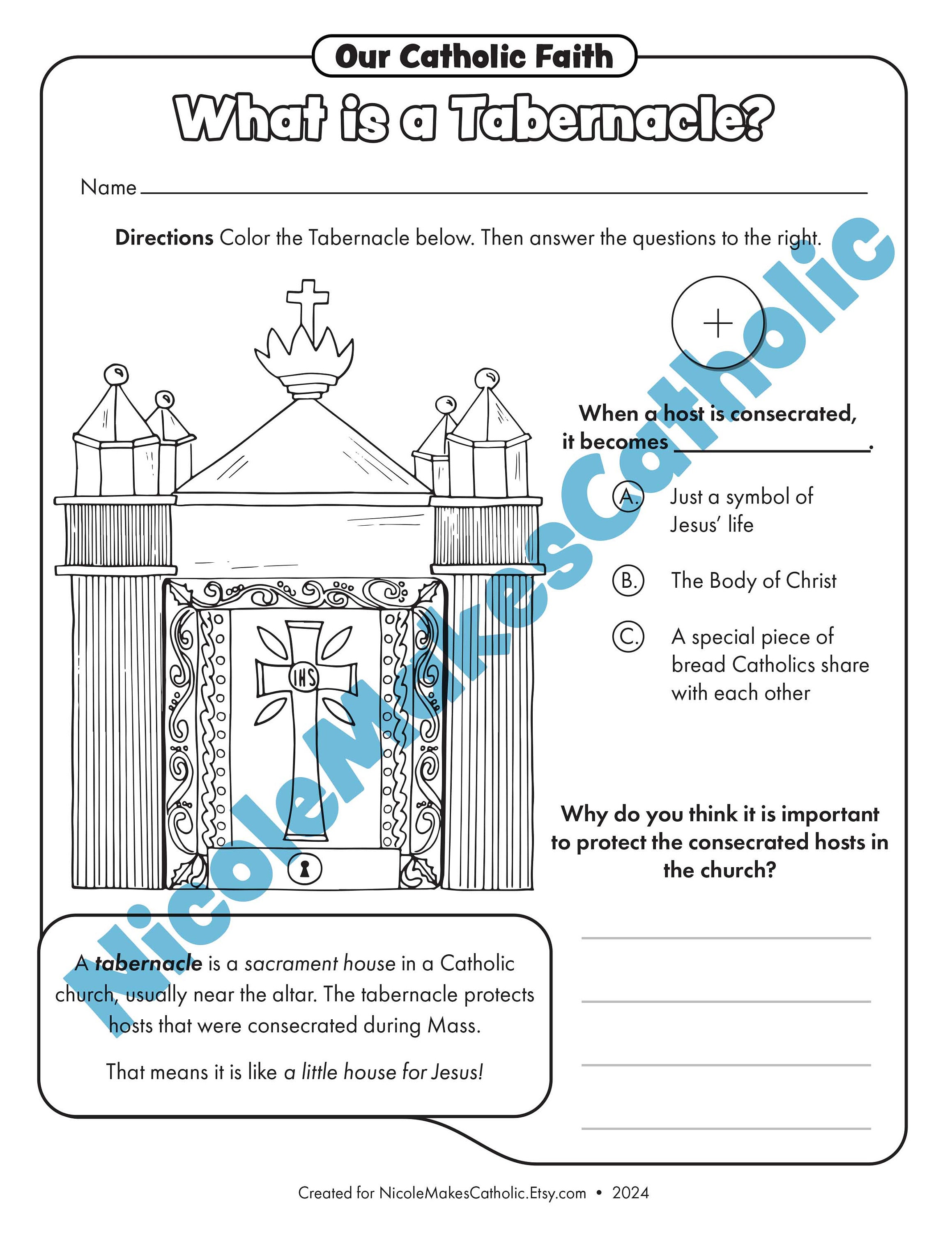 Printable Tabernacle Worksheet | Digital Download - Etsy