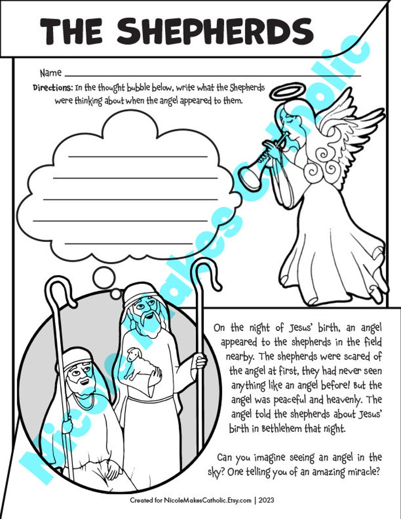 Printable the Shepherds Christmas Advent Children's Worksheet Activity ...