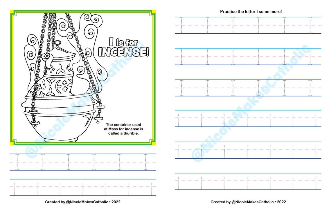 Printable Catholic Alphabet Tracing Booklet | Digital Download - Etsy