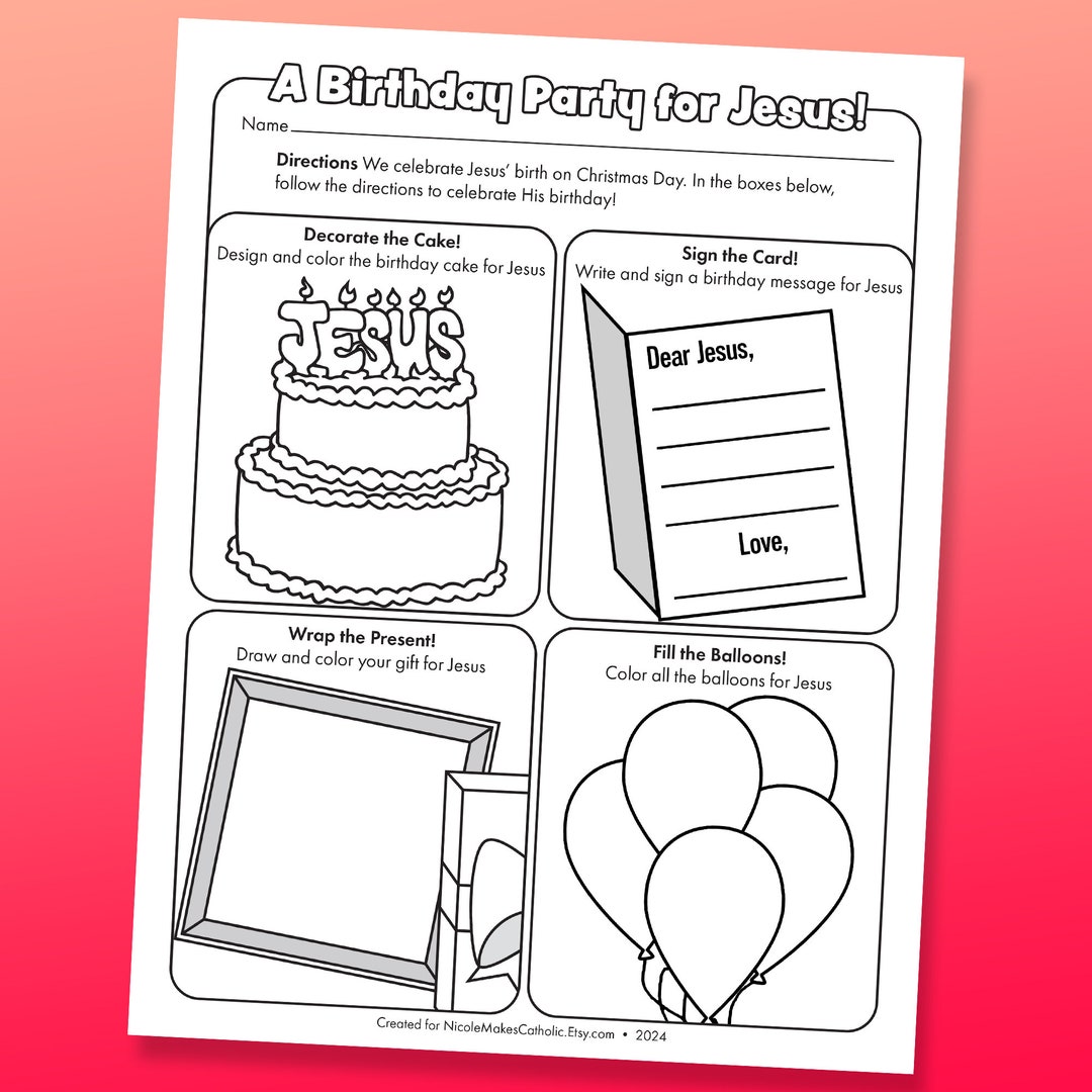 Printable Christmas Jesus Birthday Worksheet | Digital Download - Etsy