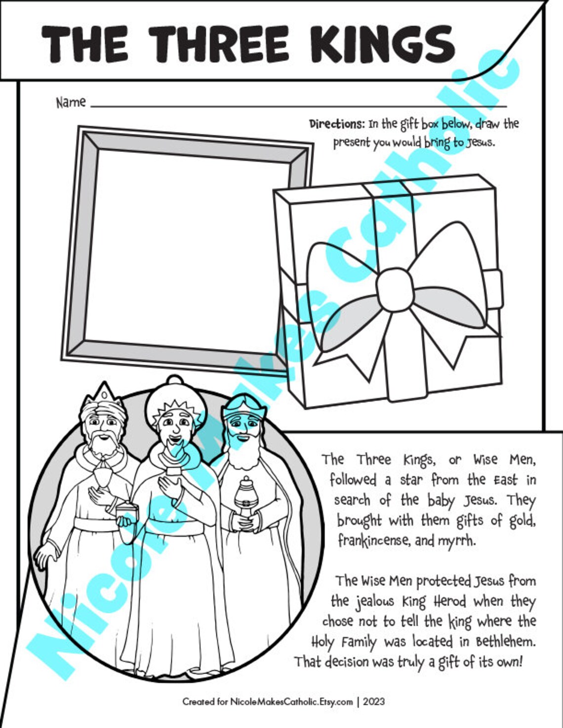 Printable the Three Kings Christmas Advent Children's Worksheet ...