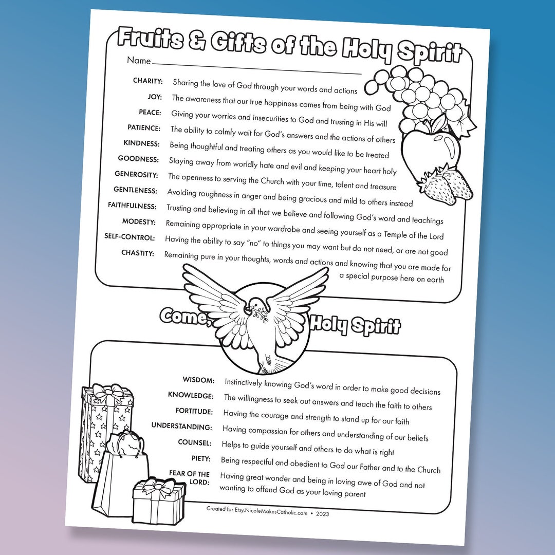Printable Fruits and Gifts of the Holy Spirit Overview One Sheet ...