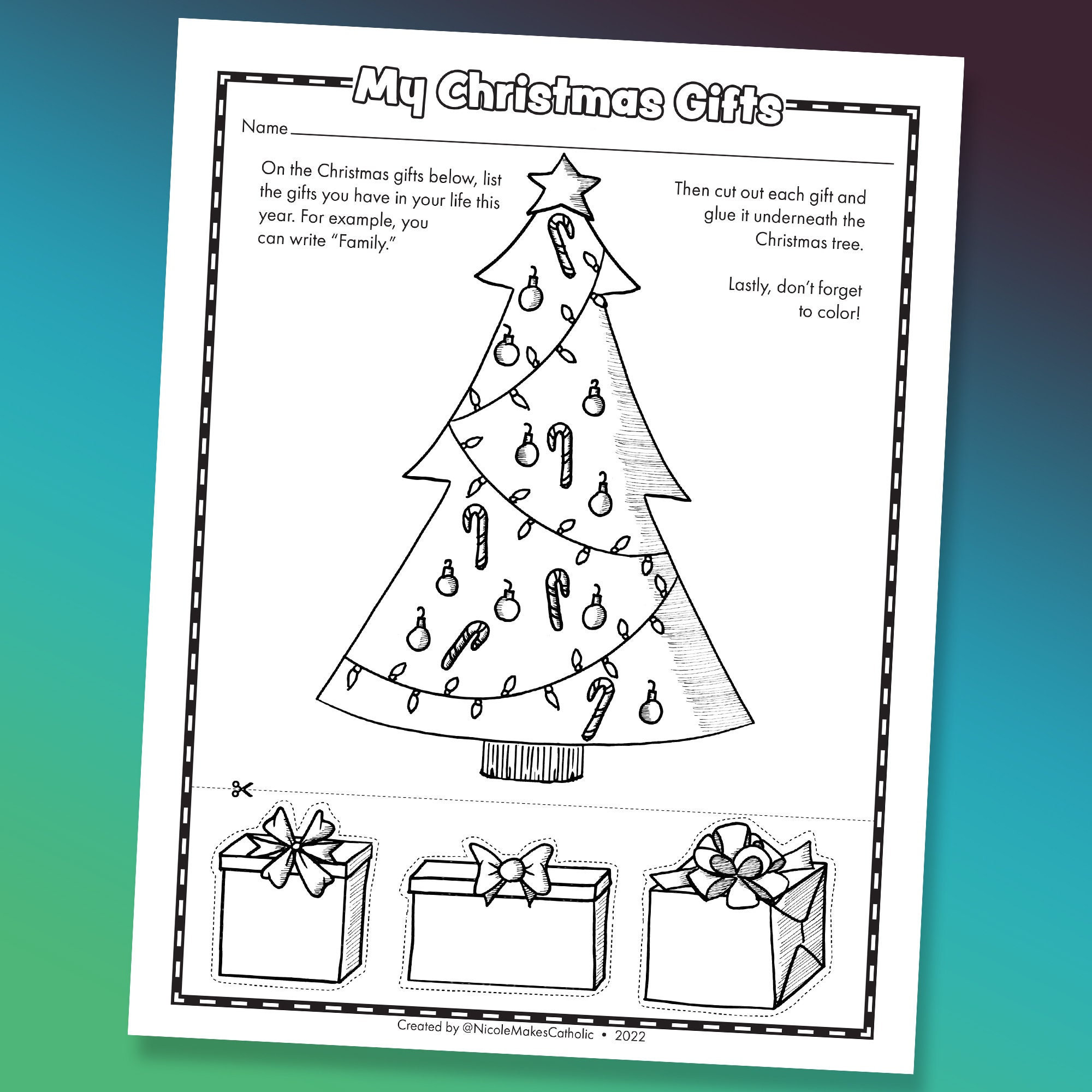 Printable Christmas Gift Worksheet Digital Download - Etsy