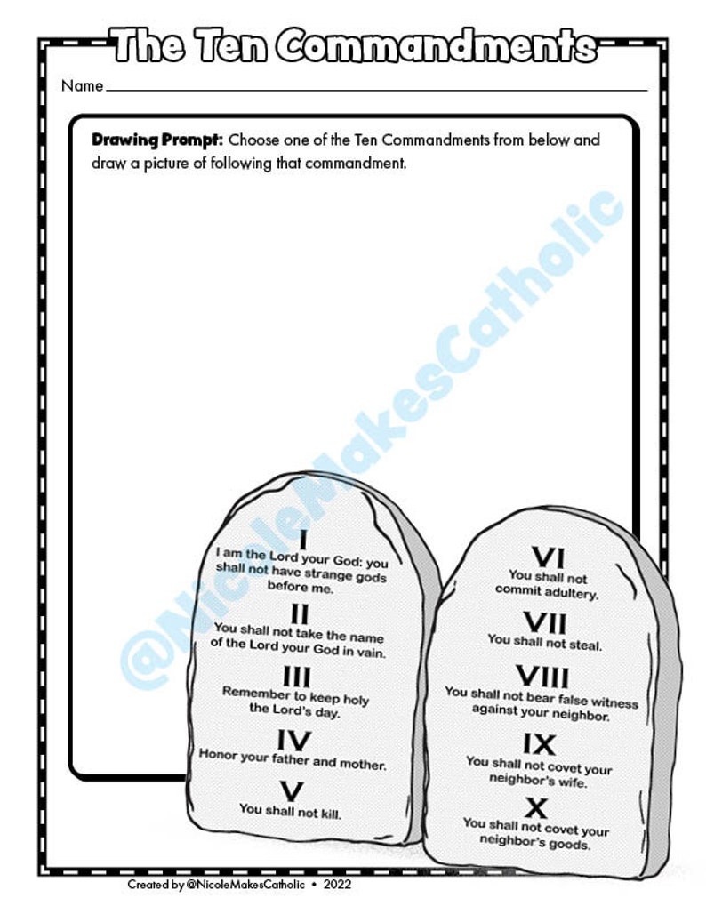 Printable Ten Commandments Worksheet | Digital Download - Etsy