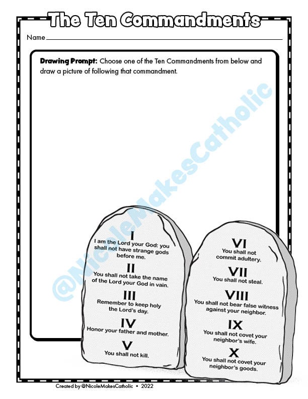 Printable Ten Commandments Worksheet | Digital Download - Etsy