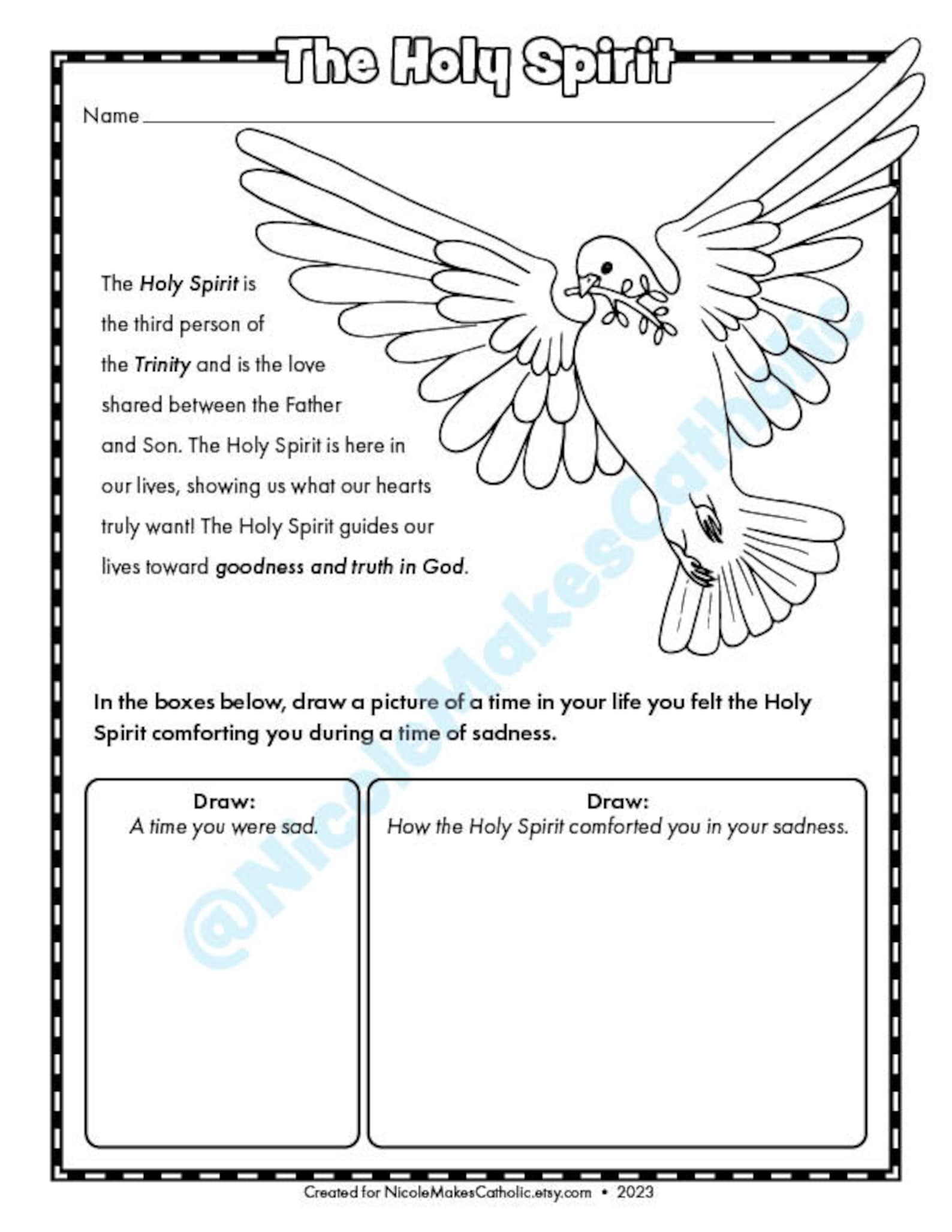 Printable Holy Spirit Worksheet - Etsy