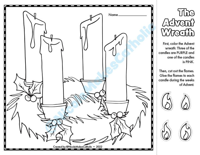 Printable Advent Wreath Paper Activity Coloring Template | Digital ...