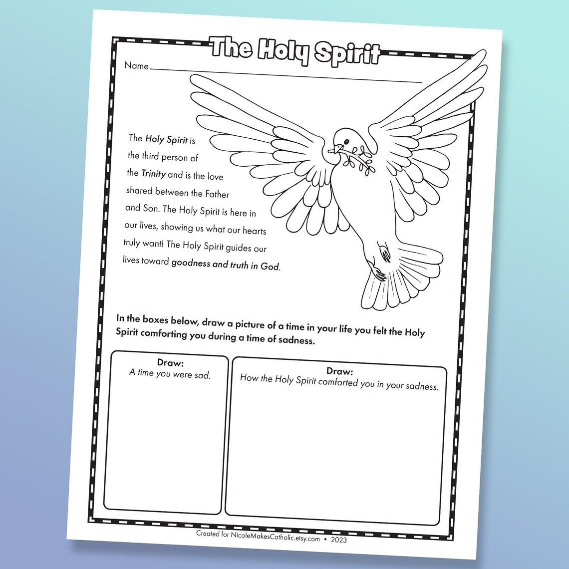 Printable Holy Spirit Worksheet | Digital Download - Etsy