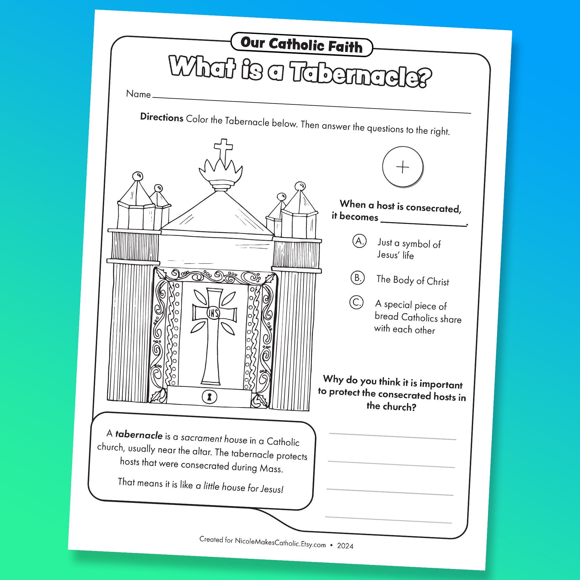 Printable Tabernacle Worksheet | Digital Download - Etsy