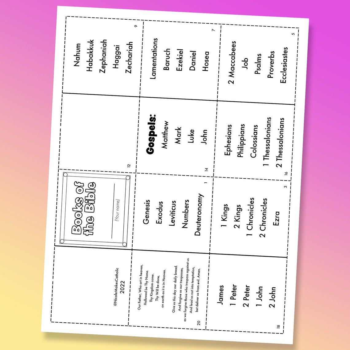 Printable Catholic Books of the Bible Mini Booklet | Digital Download ...