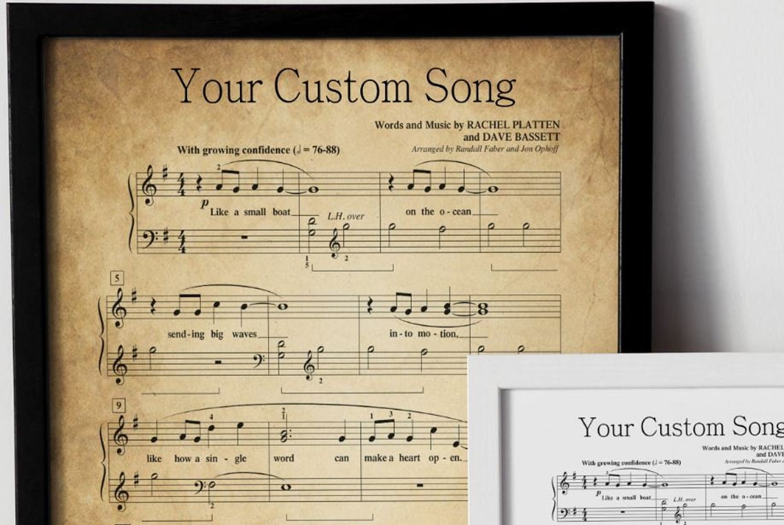 Printable Custom Music Sheet, Custom Song, Anniversary Gift, Birthday ...