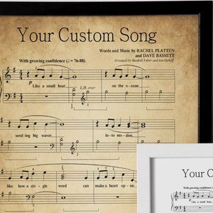 Printable Custom Music Sheet, Custom Song, Anniversary Gift, Birthday ...