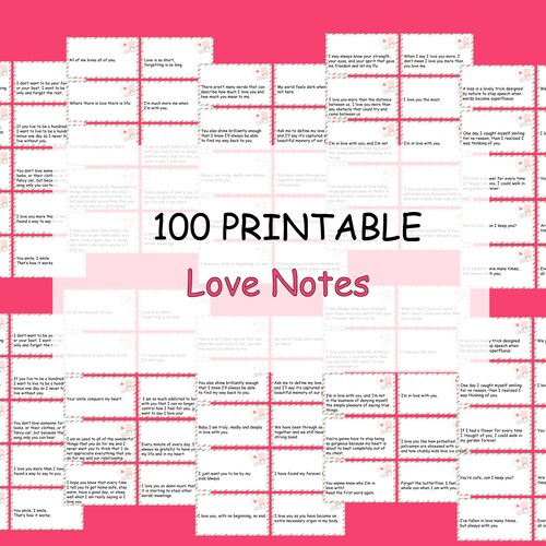 100 Love Notes PDF 100 Days of Love Notes Cards Valentines - Etsy