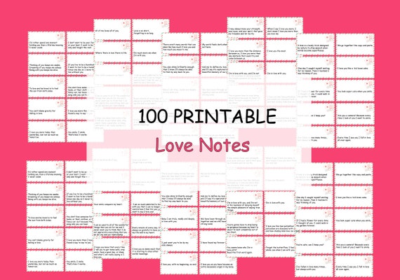 100 Love Notes PDF 100 Days of Love Notes Cards Valentines | Etsy