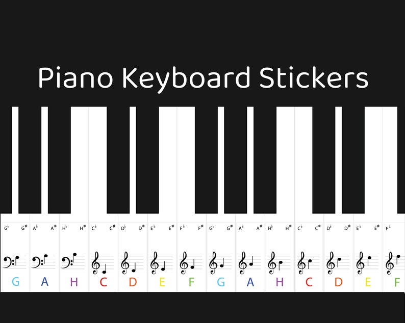 DIGITAL PRINTABLE Piano Keyboard Stickers for Beginners, Piano ...