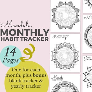 Mandala Monthly Habit Trackers - Etsy