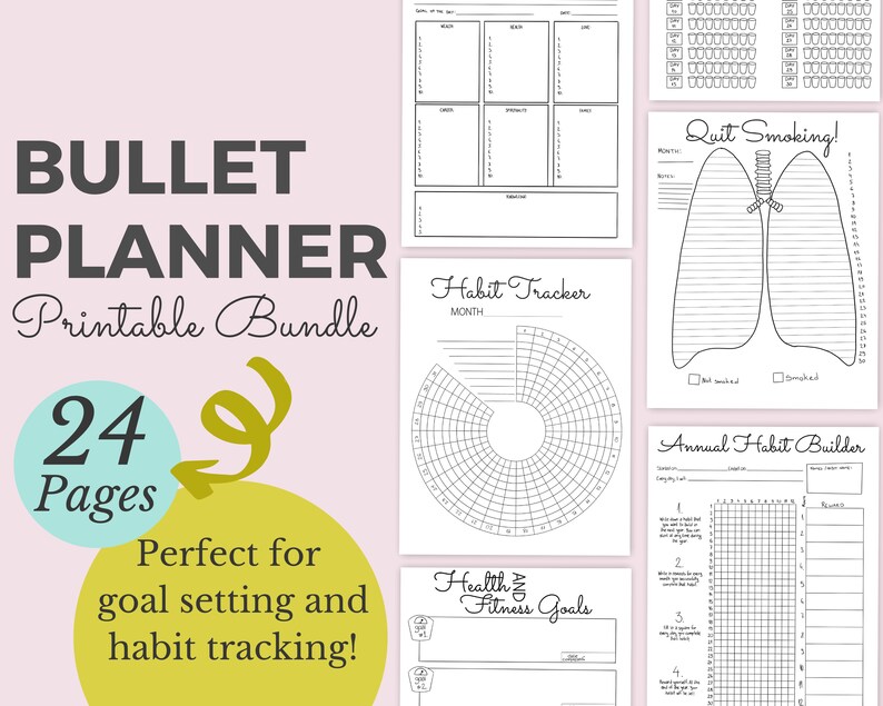 Bullet Planner Goal Setting & Habit Tracking Printables - Etsy