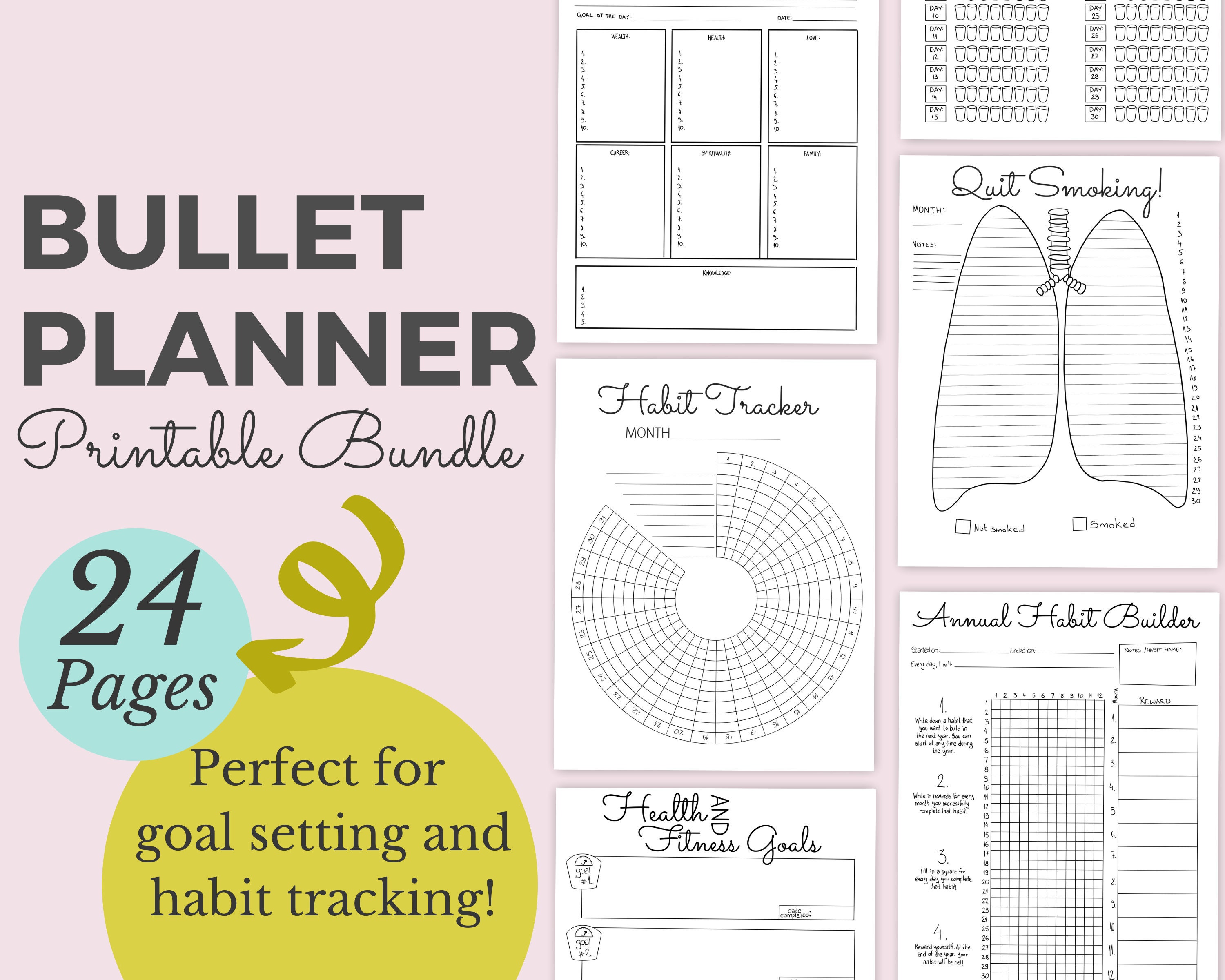 Bullet Planner Goal Setting & Habit Tracking Printables - Etsy