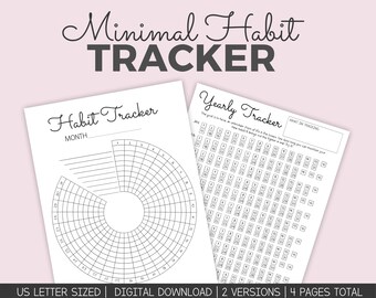 Minimalist Habit Tracker Printable PDF Monthly Tracker - Etsy