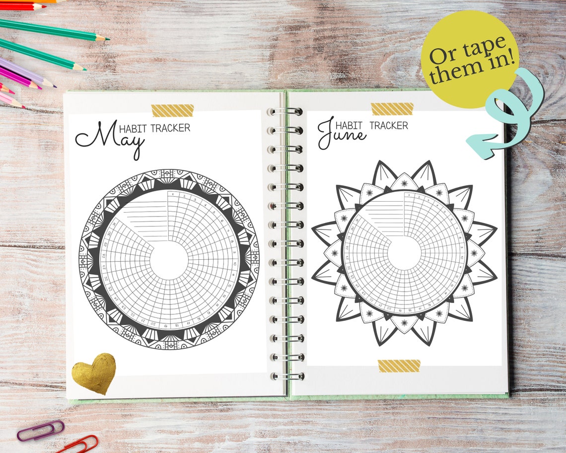 Mandala Monthly Habit Trackers | Etsy